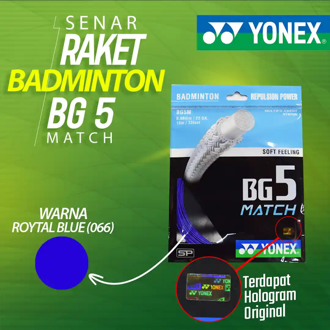 Senar Raket Badminton Yonex BG5 Match Royal Blue - AlatOlahraga.com